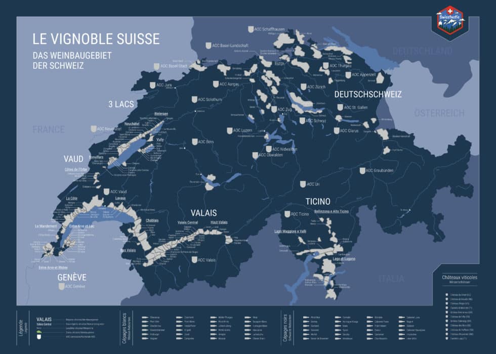 Swiss Vineyard Scratch Map - Swisstastic